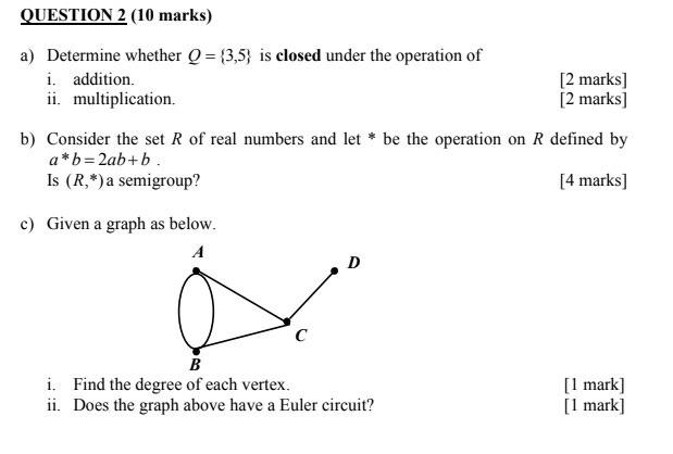 Solved a) Determine whether Q={3,5} is closed under the | Chegg.com