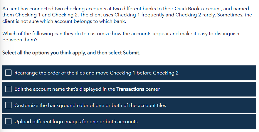 Solved A client has connected two checking accounts at two | Chegg.com