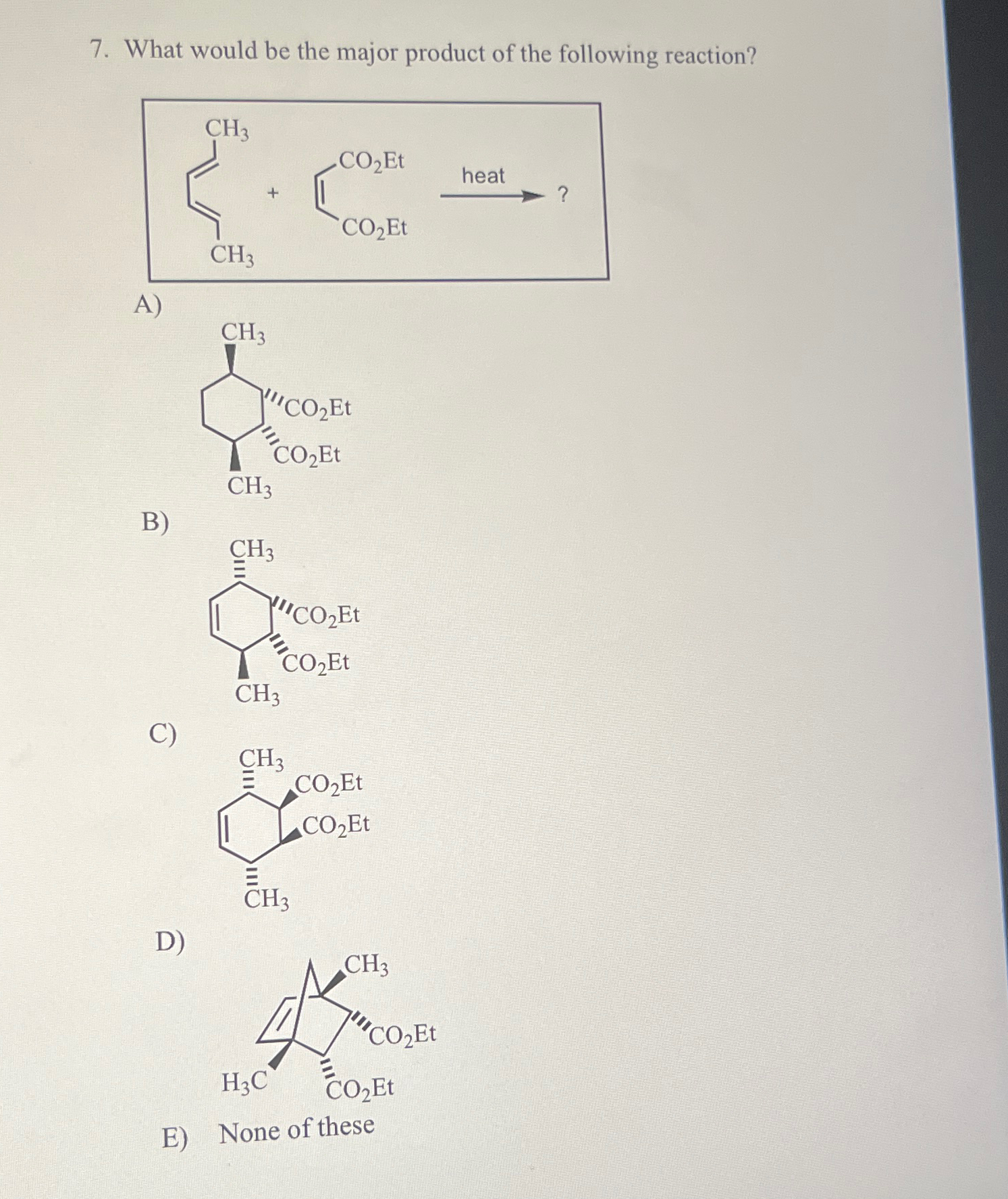 Solved What would be the major product of the following | Chegg.com