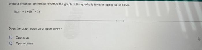 Solved Without graphing, determine whether the graph of the | Chegg.com