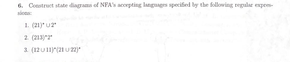 Solved Construct state diagrams of NFA's accepting languages | Chegg.com