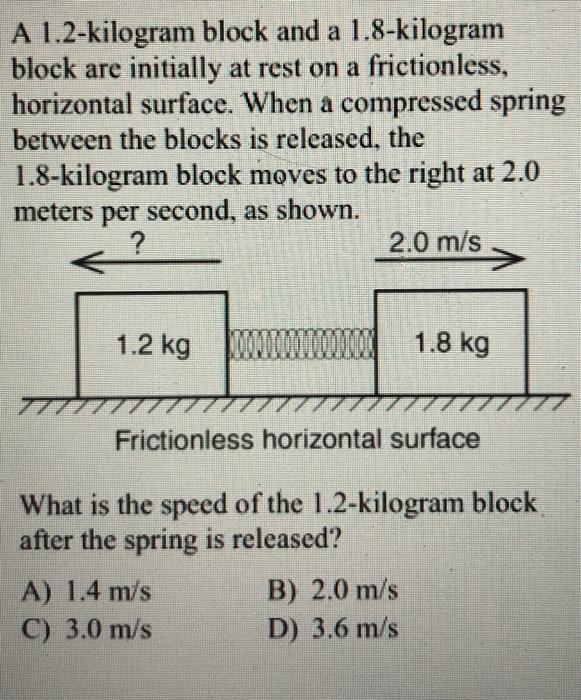 Solved A 1.2-kilogram block and a 1.8-kilogram block are | Chegg.com