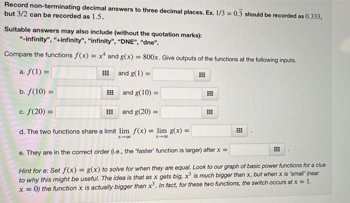 Solved Record non-terminating decimal answers to three | Chegg.com