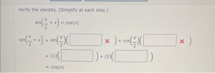 Solved Verify the identity. (Simplify at each step.) | Chegg.com