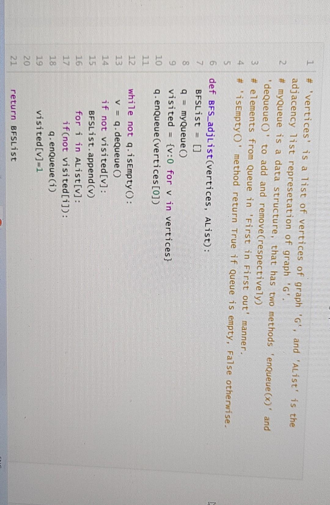Solved 4) Given below is a function for traversing the graph | Chegg.com