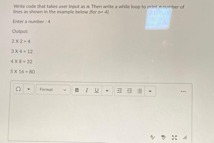 Solved Write Code That Takes User Input As N Then Write A 5756