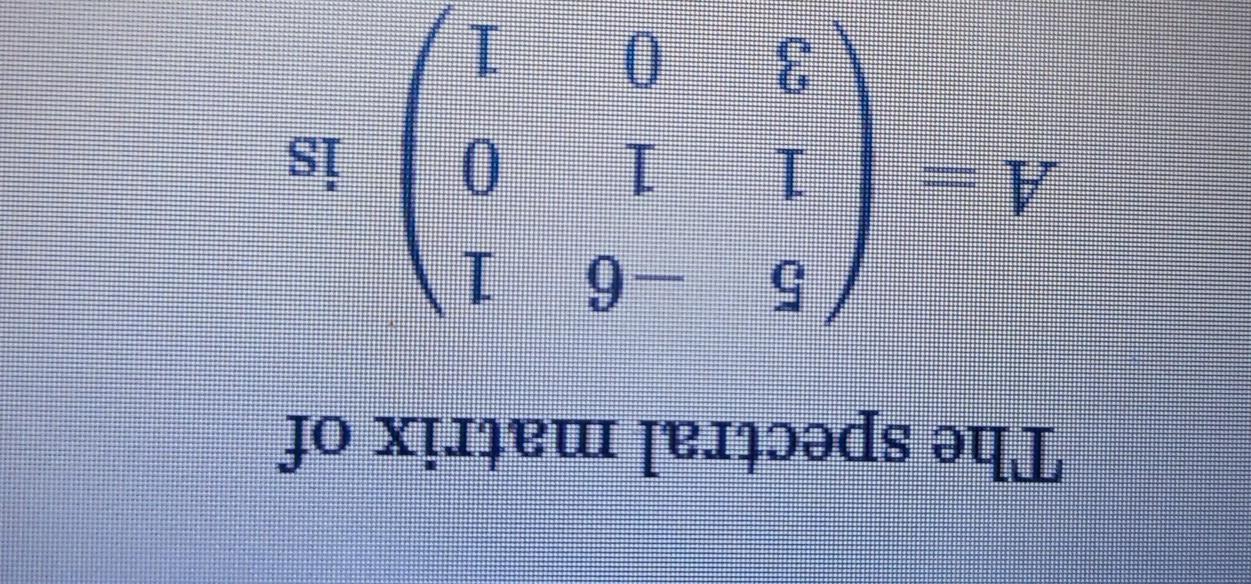 Solved The spectral matrix of 5 -6 1 1 1 0 А — is i 3 0 1 | Chegg.com