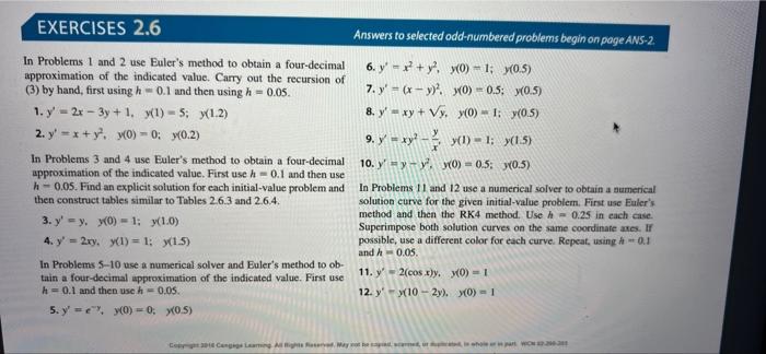 Solved EXERCISES 2.6 Answers to selected odd-numbered | Chegg.com