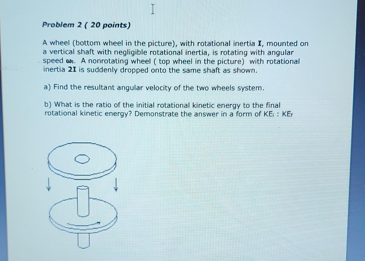 Solved A wheel (bottom wheel in the picture), with | Chegg.com