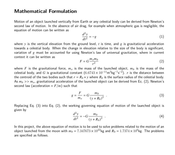 Solved Motion of an object launched vertically from Earth or | Chegg.com