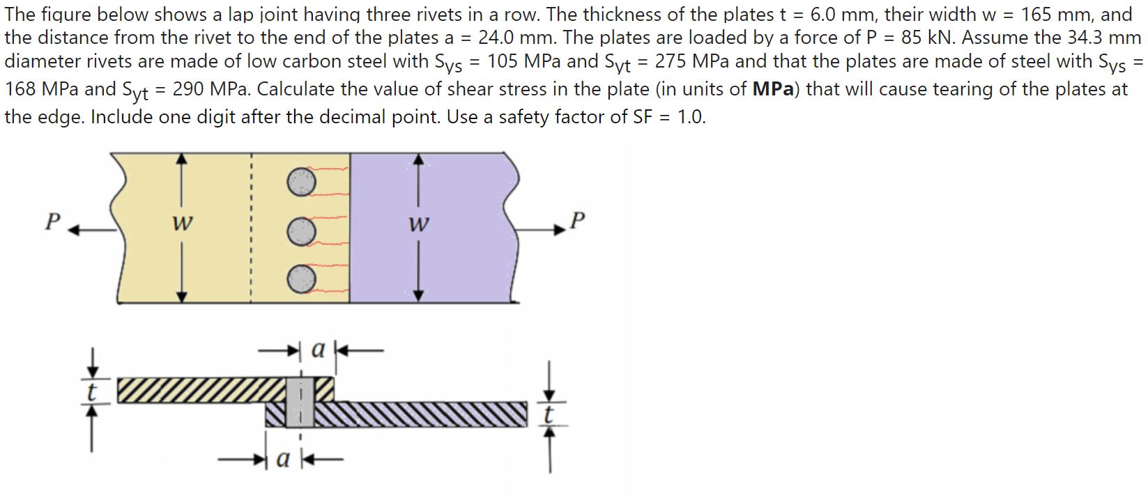 Solved The fiqure below shows a lap joint having three | Chegg.com