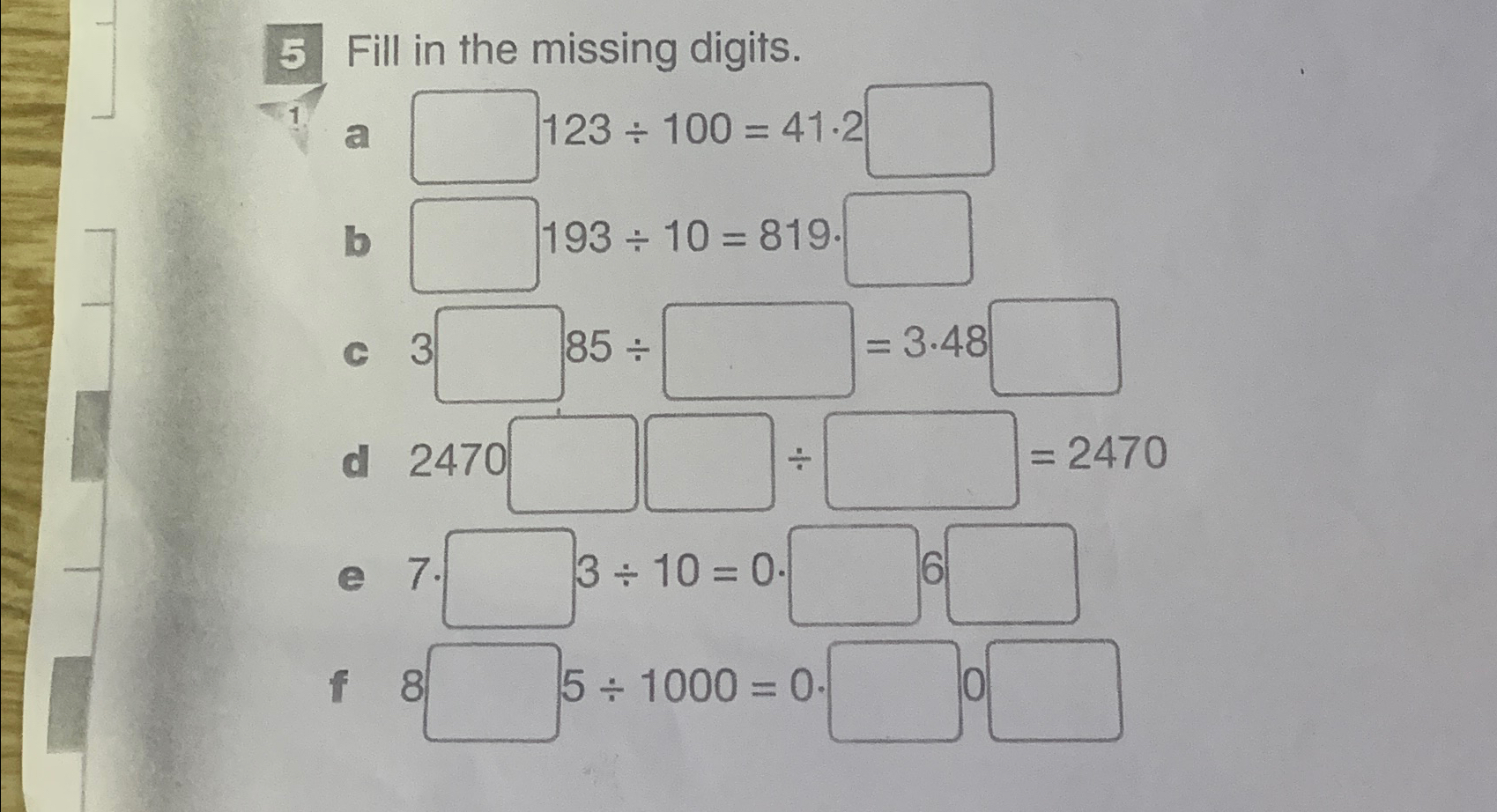Solved 5 ﻿Fill in the missing digits. | Chegg.com