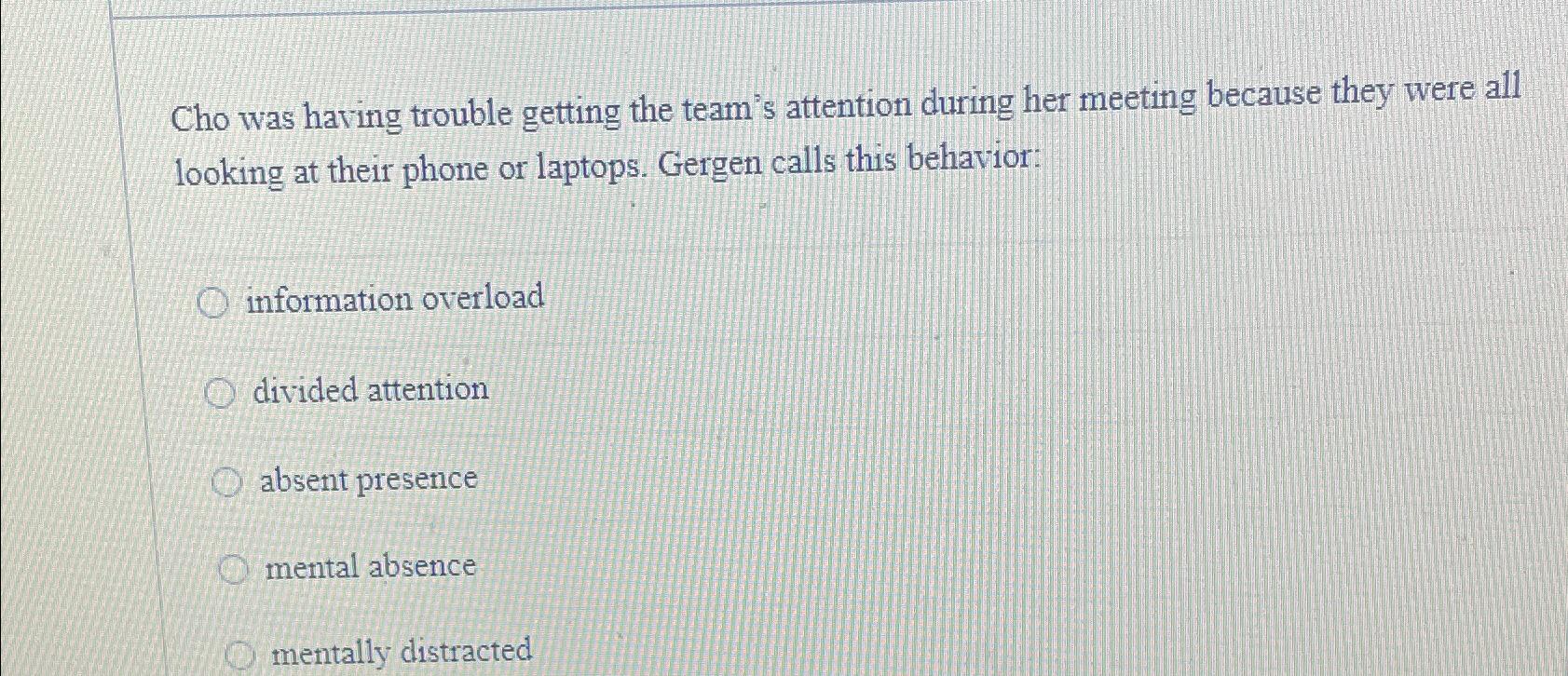 Solved Cho was having trouble getting the team's attention | Chegg.com