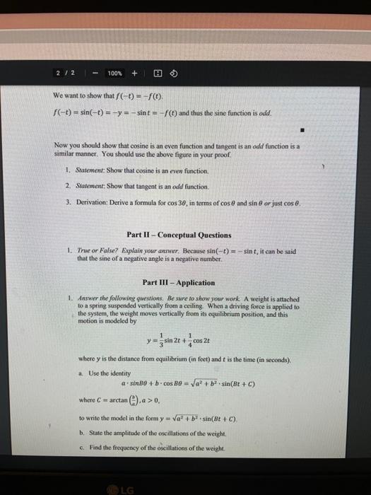 Solved 1/2 100% + Part 1 - Proofs and Formula Derivations | Chegg.com