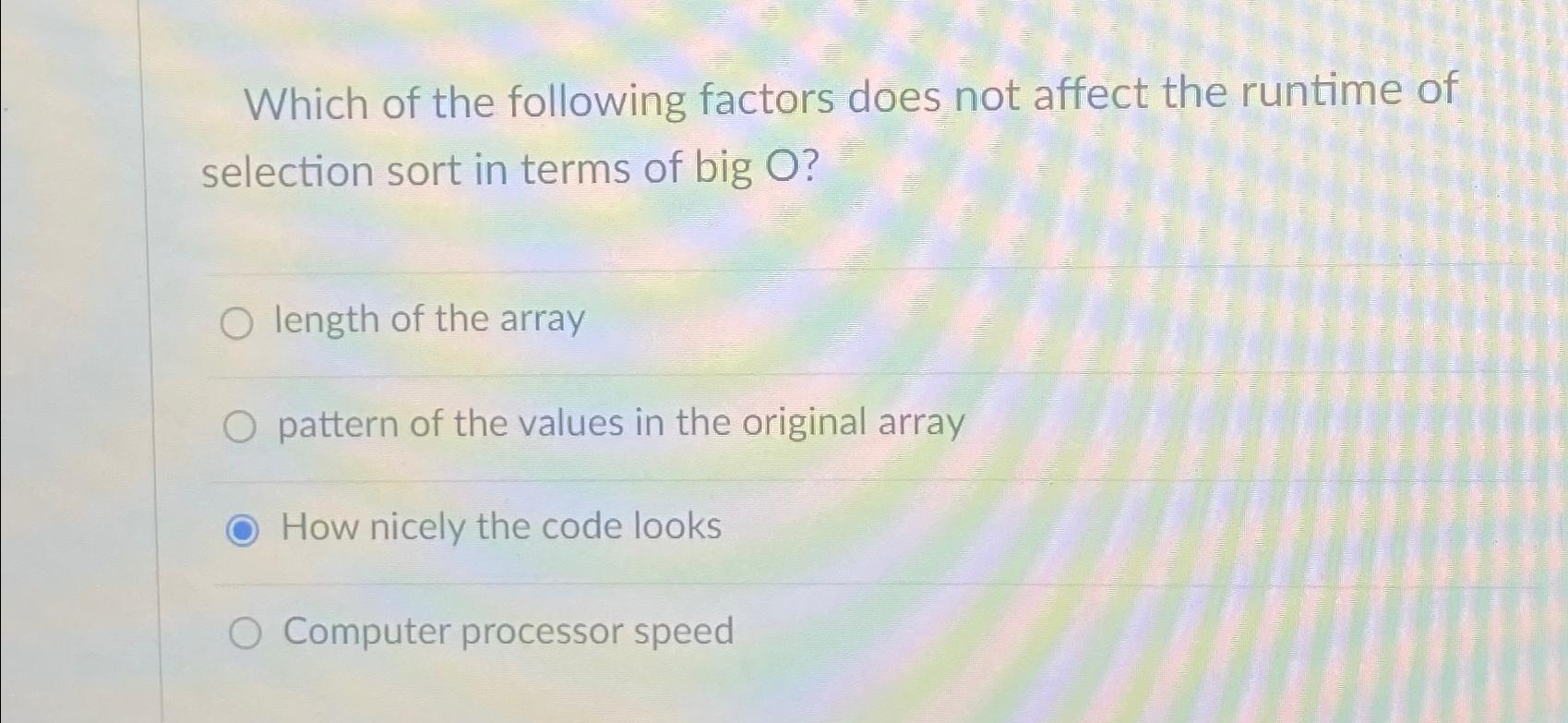 Solved Which of the following factors does not affect the | Chegg.com