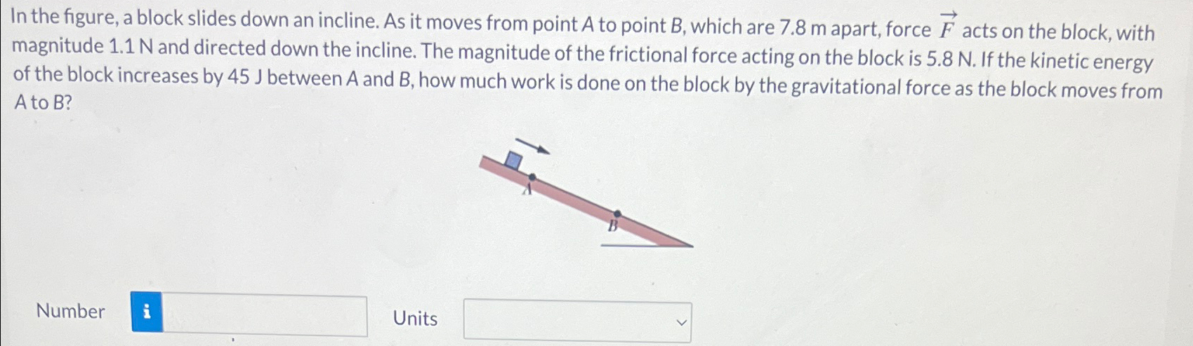 Solved In the figure, a block slides down an incline. As it | Chegg.com