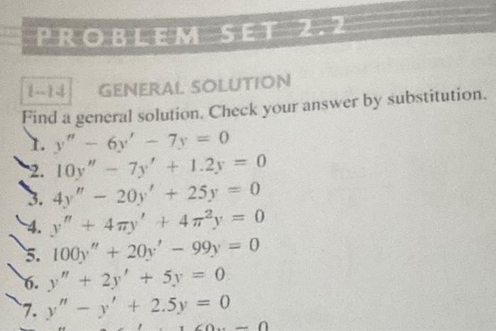 Solved [-14] GENERAL SOLUTION Find a general solution. Check | Chegg.com