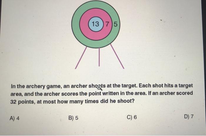Solved (13) 75 In the archery game, an archer shots at the | Chegg.com