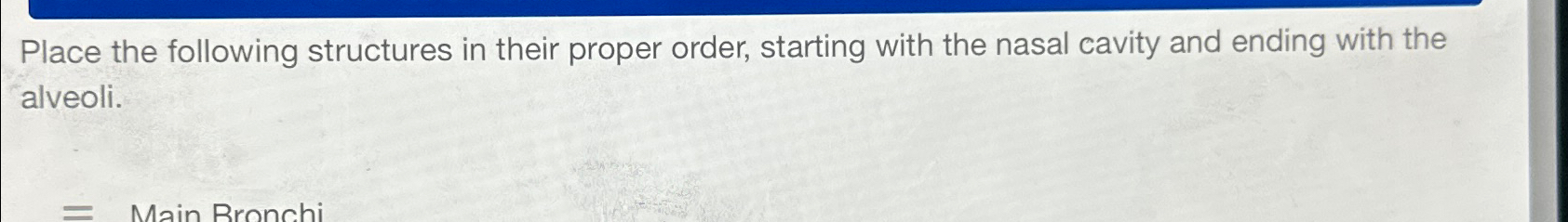 Solved Place the following structures in their proper order, | Chegg.com