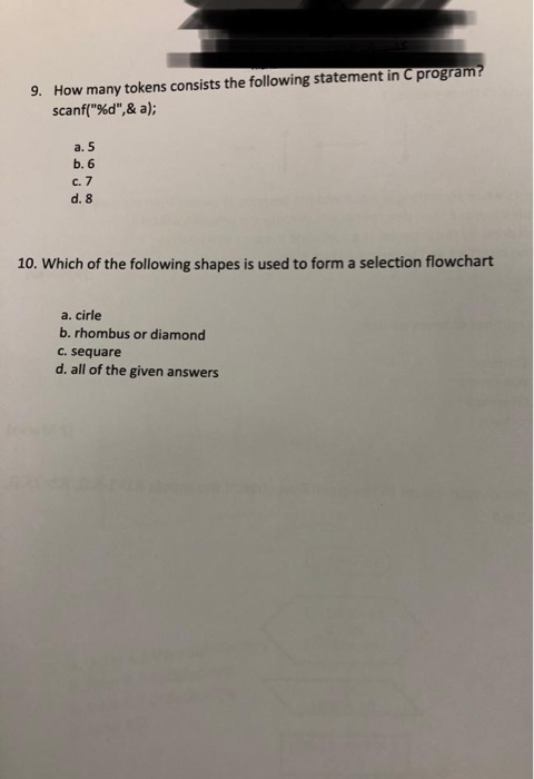 Solved 9. How many tokens consists the following statement | Chegg.com