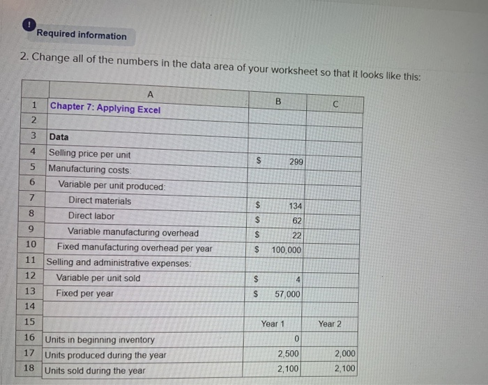 Solved Required information Chapter 7: Applying Excel Step | Chegg.com