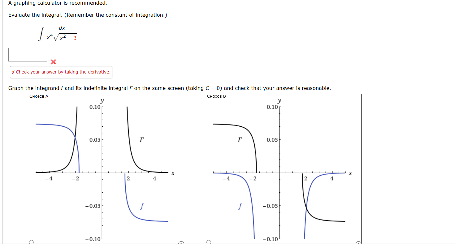 Solved A graphing calculator is recommended.Evaluate the | Chegg.com