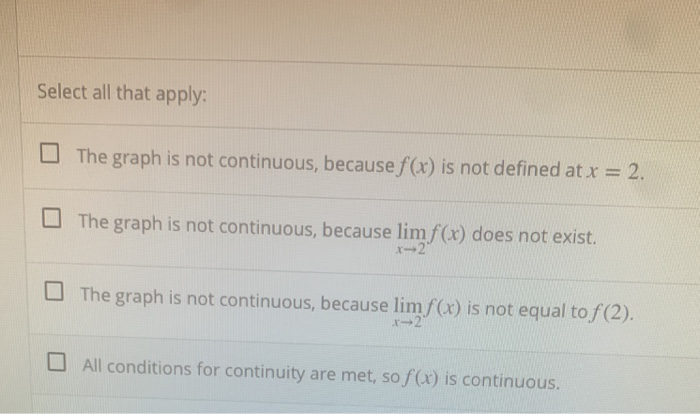 Solved Understand the definition of continuity Question The | Chegg.com