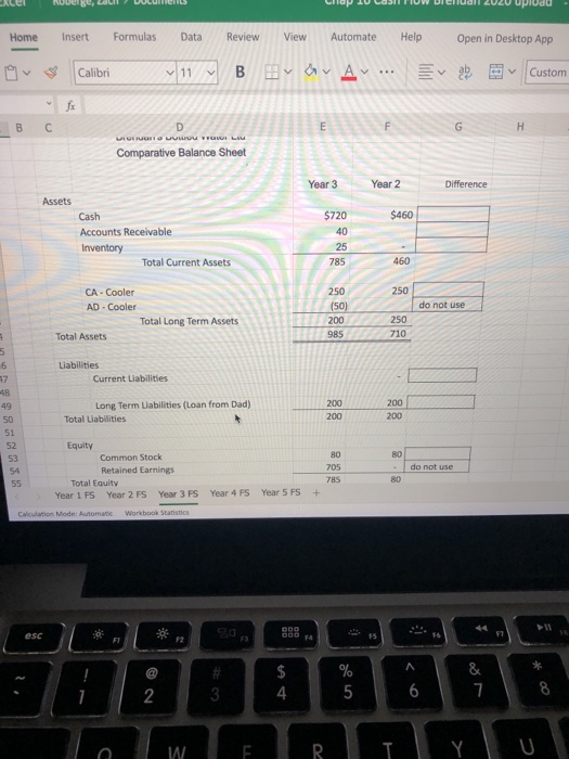 Solved File Home Insert Formulas Data Review View Automate | Chegg.com