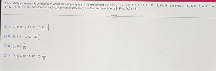Solved A probability experiment is conducted in which the | Chegg.com