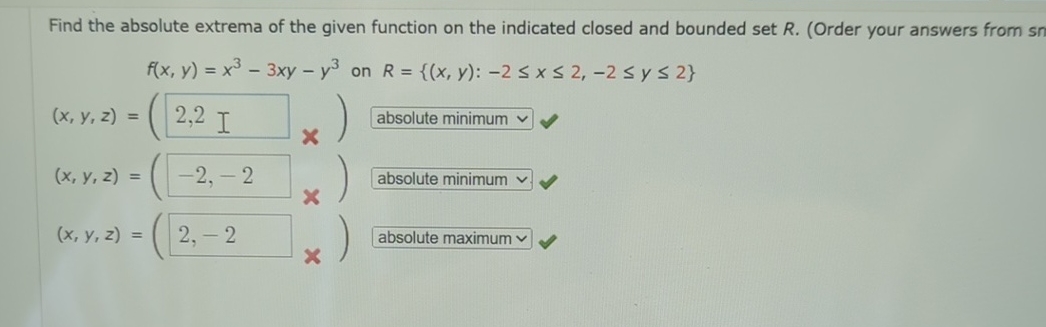 Solved Find the absolute extrema of the given function on | Chegg.com