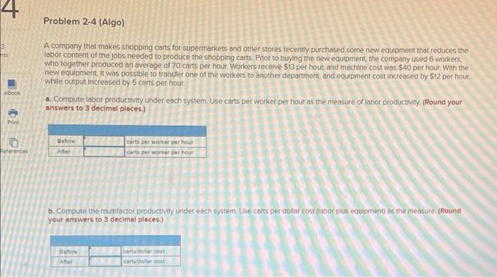 Solved 4 Problem 2-4 (Algo) 3 A company that makes shopping | Chegg.com