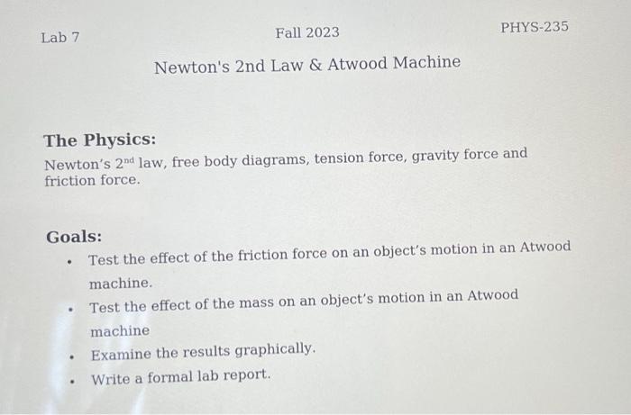 The Physics: Newton's 2nd law, free body diagrams, | Chegg.com