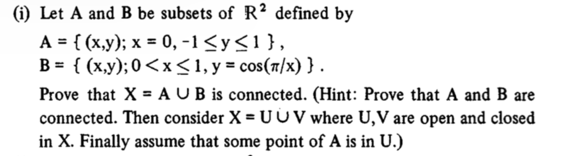 Solved (i) ﻿Let A and B ﻿be subsets of R2 ﻿defined | Chegg.com