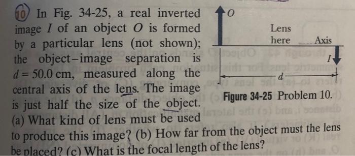 (10) In Fig. 34−25, a real inverted image I of an | Chegg.com