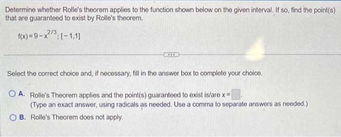 Solved Determine whether Rolle's theorem applies to the | Chegg.com