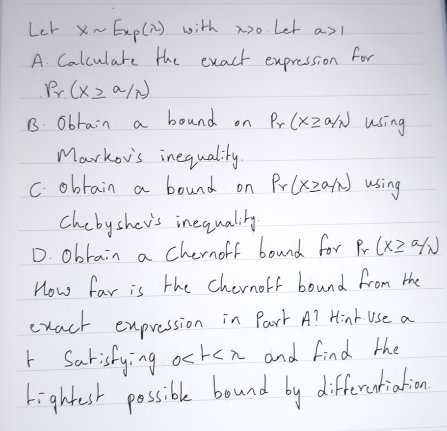 Solved Let x∼Exp(λ) ﻿with λ>0. ﻿Let a>1A. ﻿Calculate the | Chegg.com
