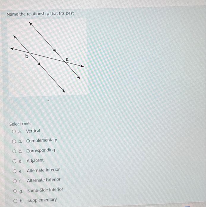 Solved Name the relationship that fits best Select one: a. | Chegg.com