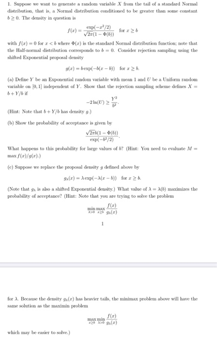 1. Suppose we want to generate a random variable X | Chegg.com