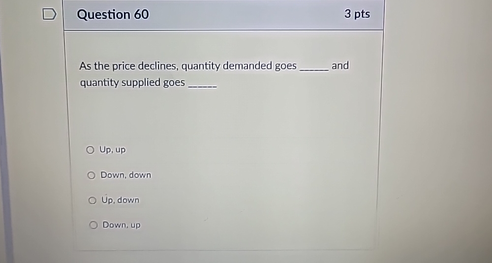 Solved Question 603 ﻿ptsAs the price declines, quantity | Chegg.com