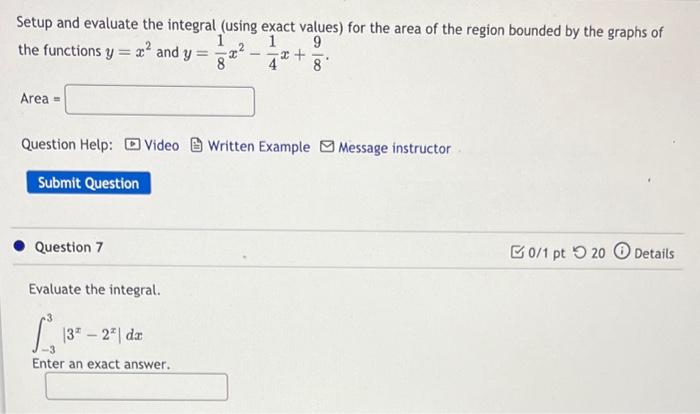 Solved Setup and evaluate the integral (using exact values) | Chegg.com