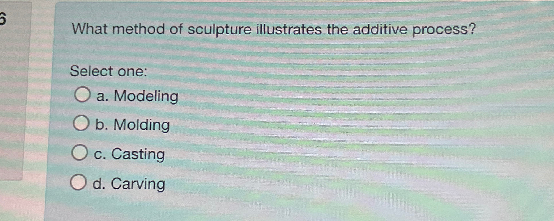 Solved What method of sculpture illustrates the additive | Chegg.com