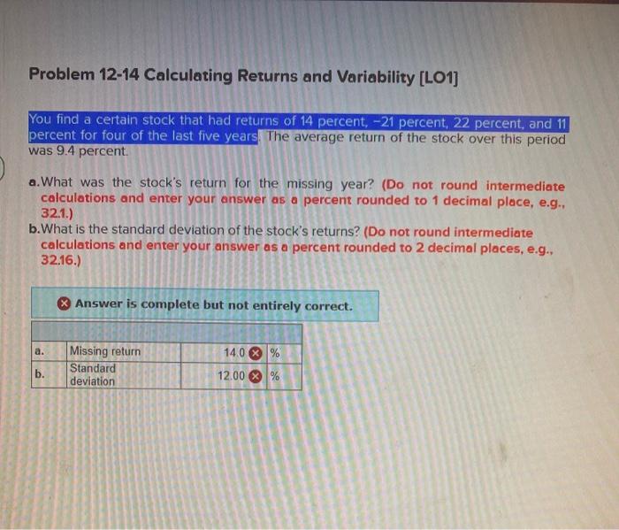 Solved Problem 12-14 Calculating Returns and Variability | Chegg.com