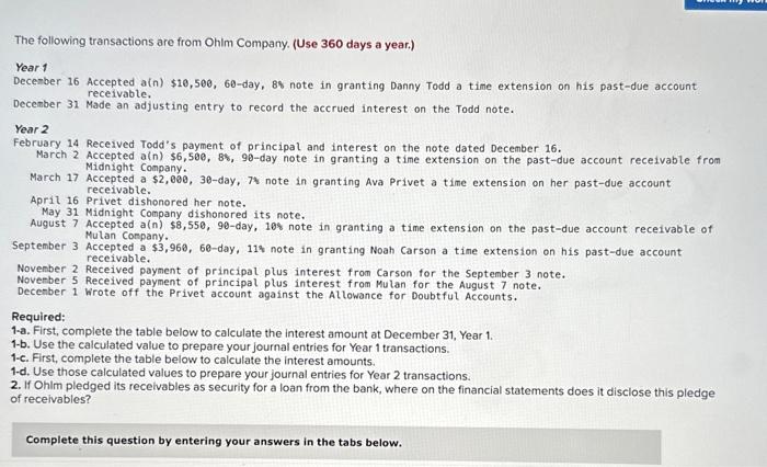 Solved The following transactions are from Ohim Company. | Chegg.com