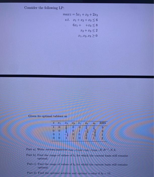 Solved Consider the following LP: maxz=5x1+x2+2x3 s.t. | Chegg.com