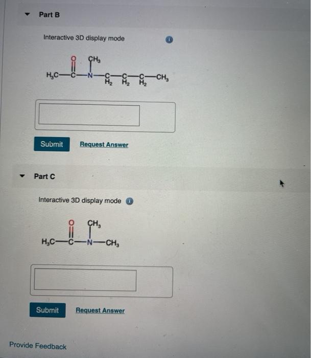 Solved Part A Interactive 3D display mode -C-NH2 Submit | Chegg.com