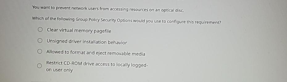 Solved You want to prevent network users from accessing | Chegg.com