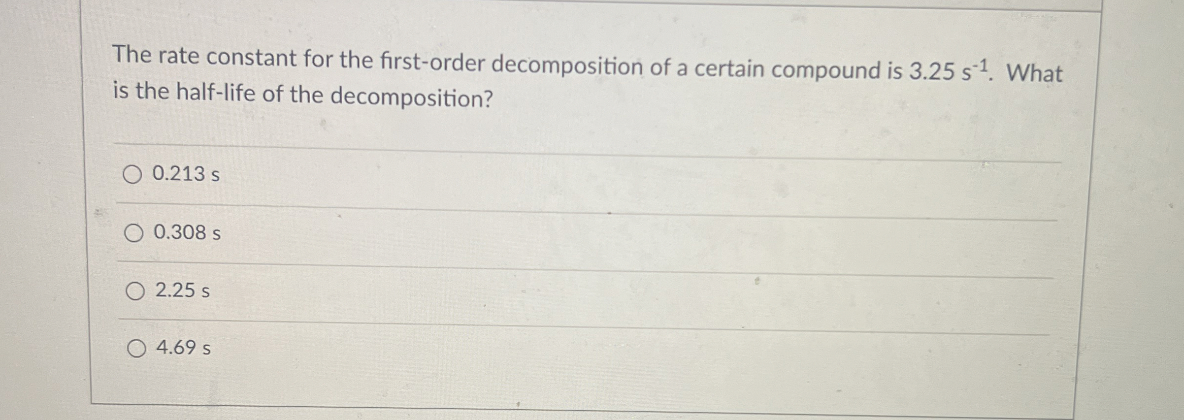 Solved The rate constant for the first-order decomposition | Chegg.com