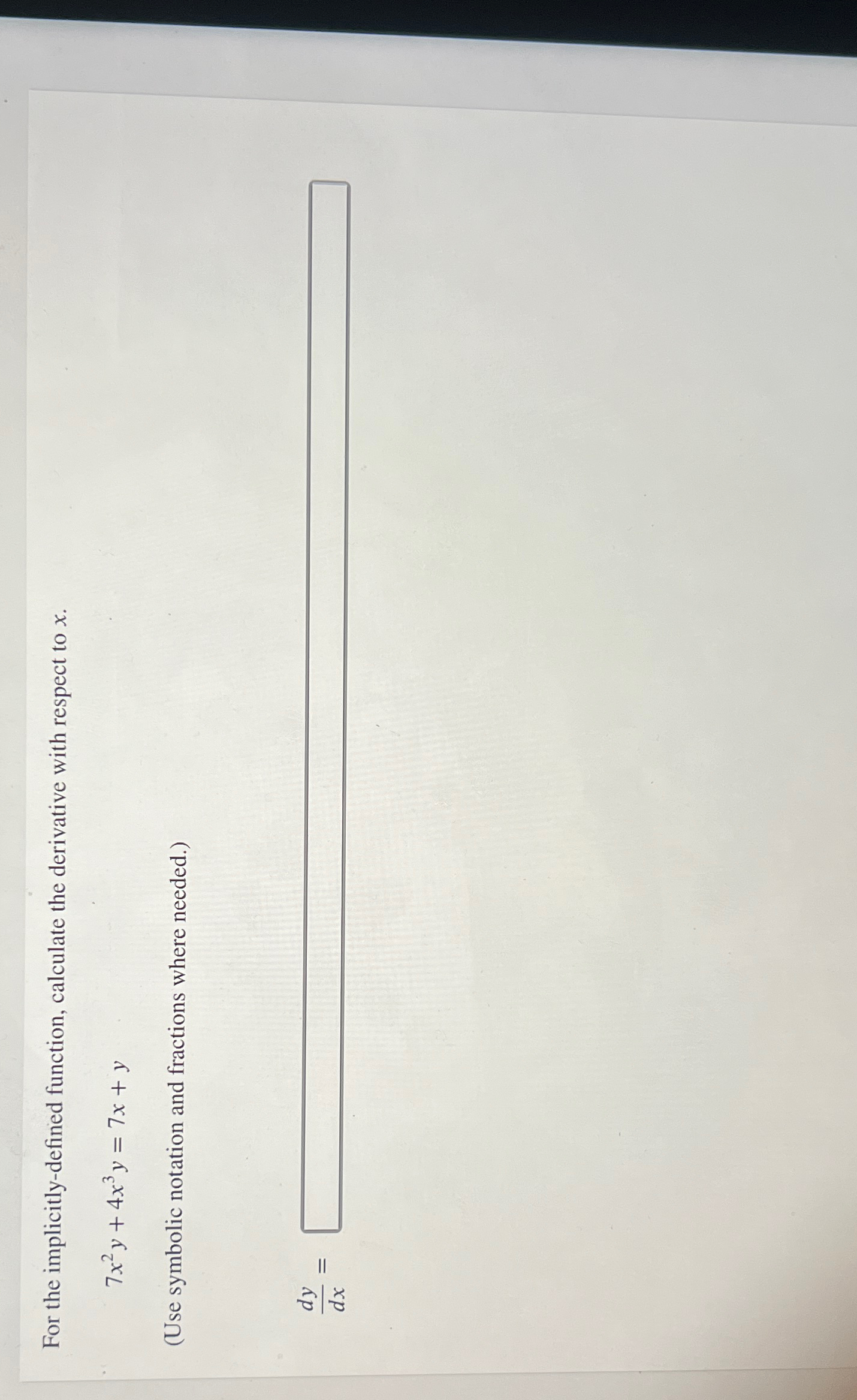 Solved For the implicitly-defined function, calculate the | Chegg.com
