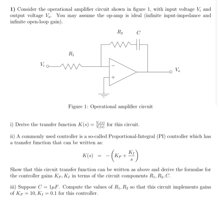 Solved 1) Consider the operational amplifier circuit shown | Chegg.com