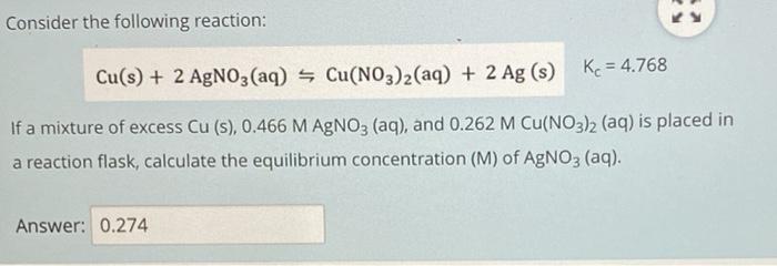 Solved Consider the following reaction: Cu(s) + 2 AgNO3(aq) | Chegg.com